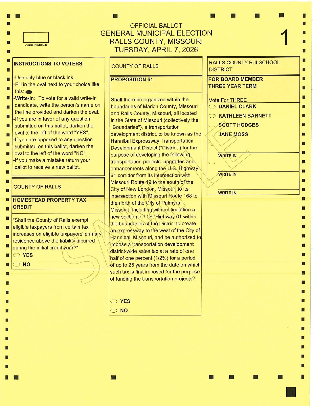 Sample Ballots – Ralls County Missouri