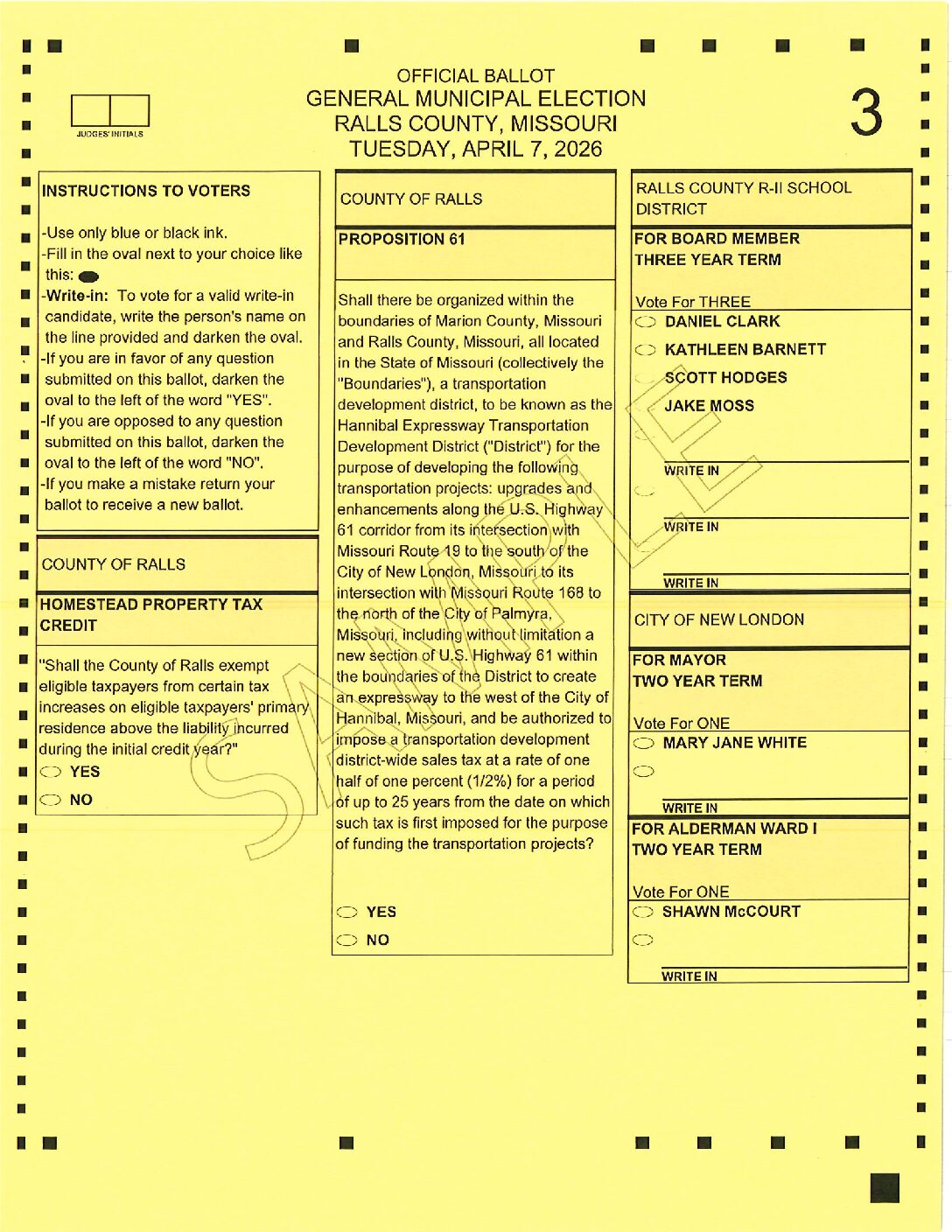 Sample Ballots – Ralls County Missouri